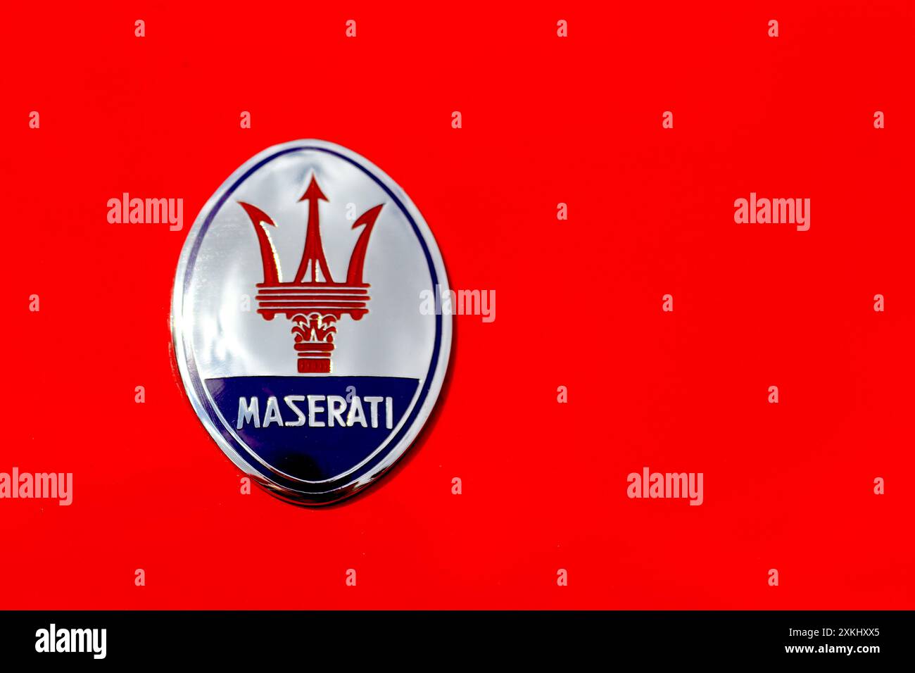 The renown Maserati trident badge proudly affixed to a 1970s Ghibli ...