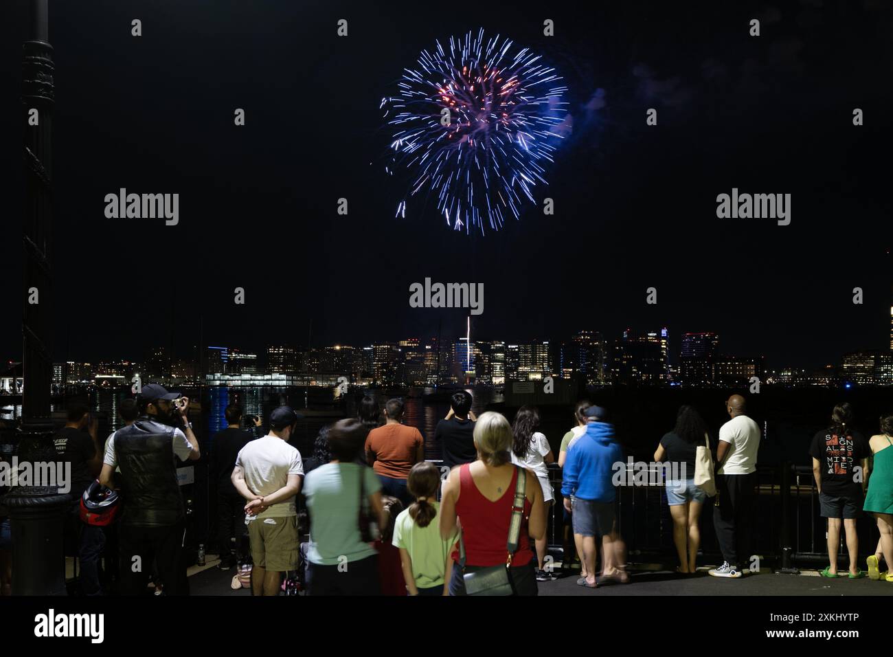People watch Fourth of July fireworks display over Boston Harbor Stock Photo - Alamy