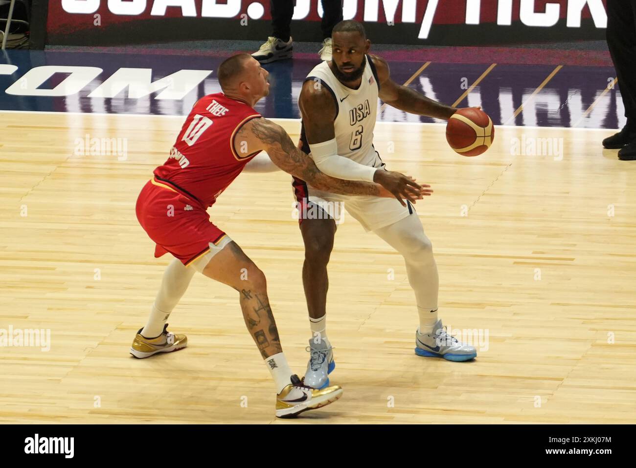 LEBRON JAMES TEAM USA AND DANIEL THIES TEAM GERMANY during the ...