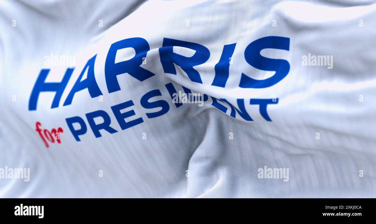 Wilmington, US, July 22 2024: Close-up of Kamala Harris 2024 ...