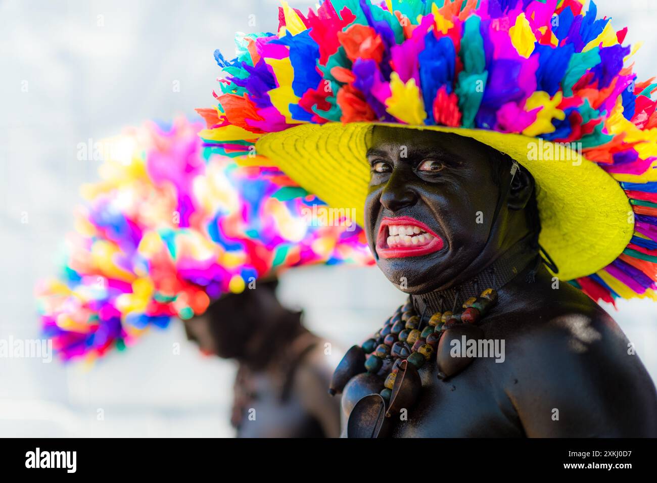 An Afro-Colombian man, a member of the folkloric group Son de Negro ...