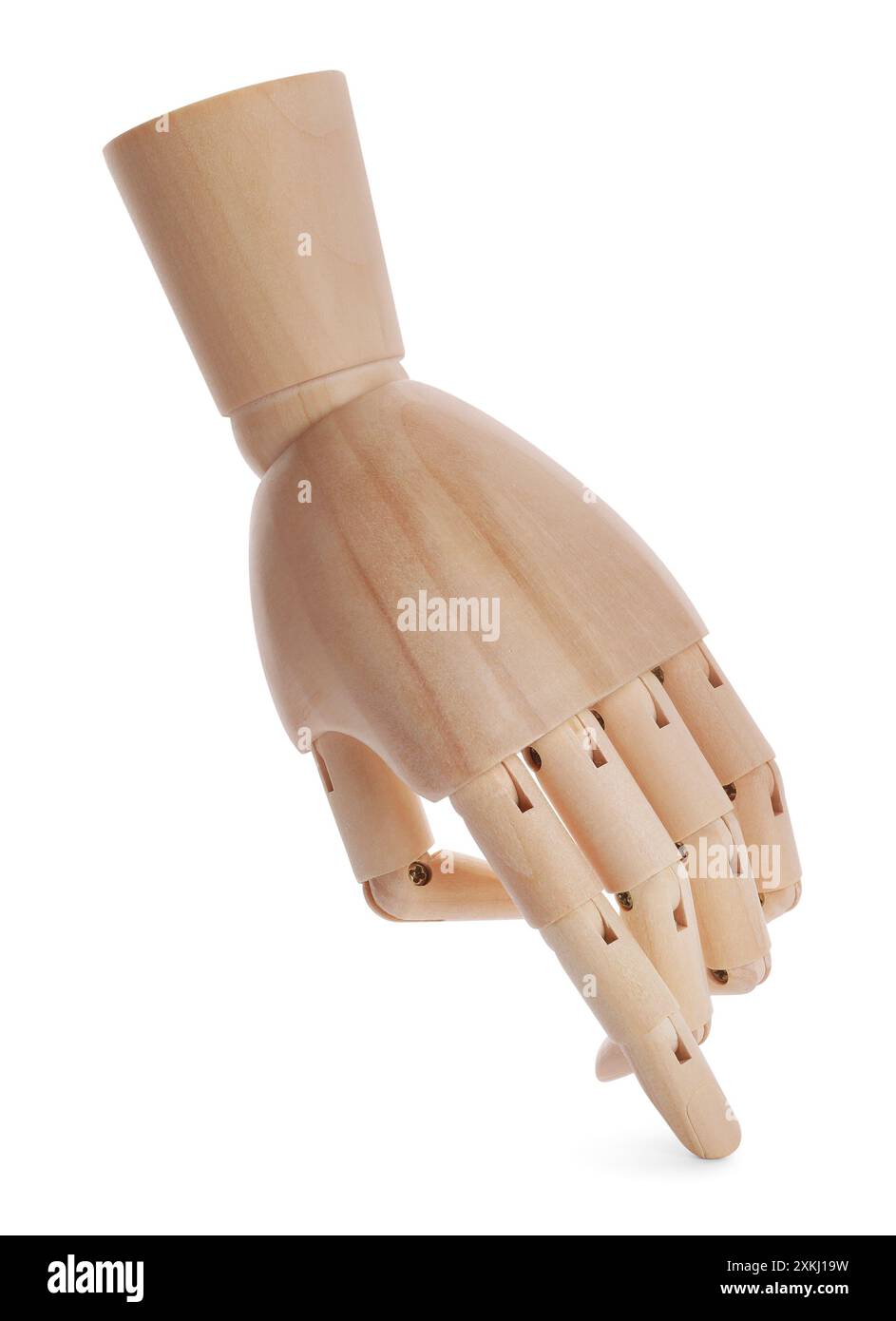 Wooden hand model on white background. Mannequin part Stock Photo - Alamy