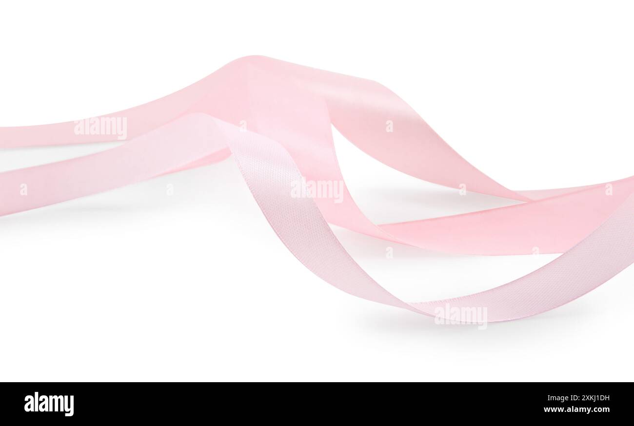 Beautiful pink silk ribbons isolated on white Stock Photo - Alamy