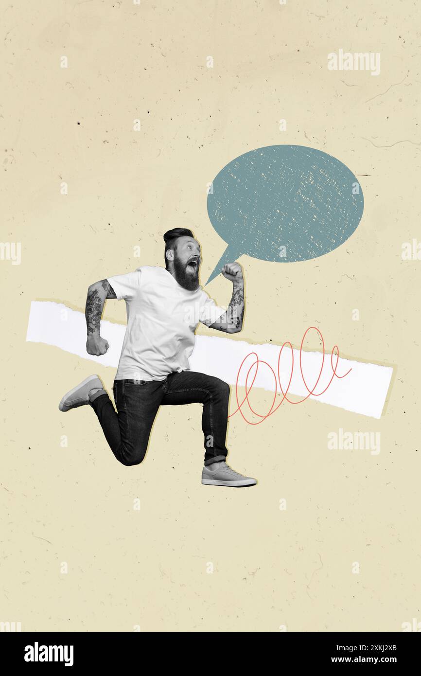 Sketch image composite trend artwork 3D photo collage of black white ...