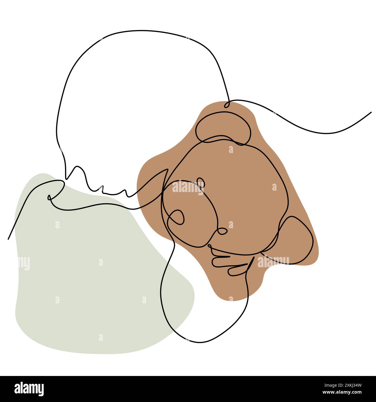 Kid hugging teddy bear. Hand drawn continuous line vector illustration ...