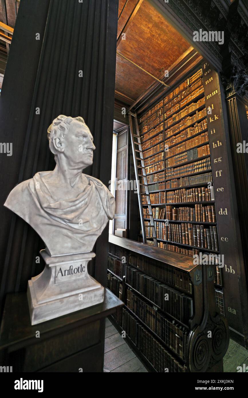 A bust of Aristotle at the library, Trinity College, Dublin, Ireland ...