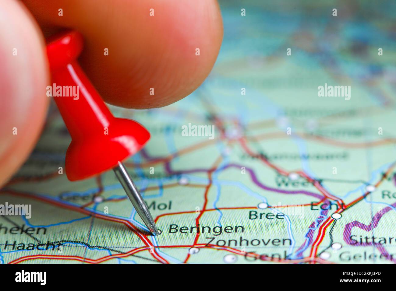 Beringen, Belgium pin on map Stock Photo - Alamy