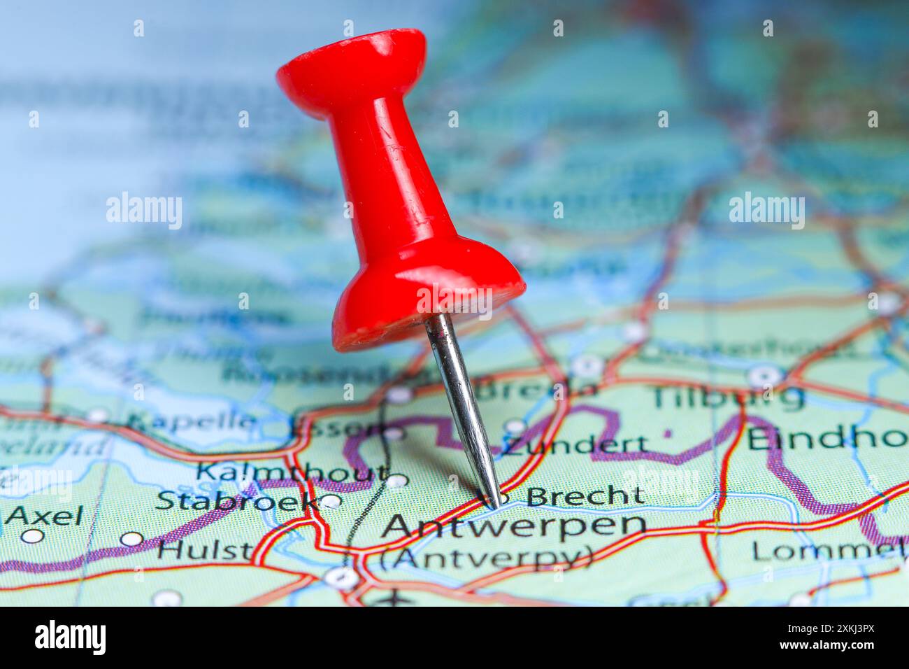 Brecht, Belgium pin on map Stock Photo - Alamy
