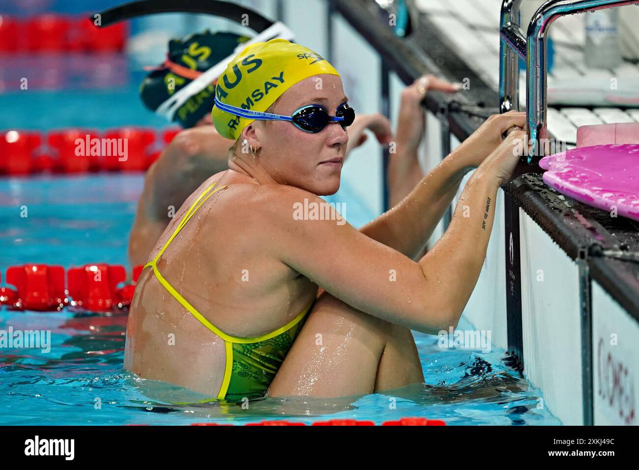 Paris, France. 23rd July, 2024. Ella Ramsay of Team Australia hangs on ...
