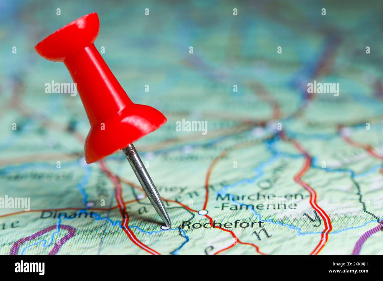 Rocheford, Belgium pin on map Stock Photo - Alamy