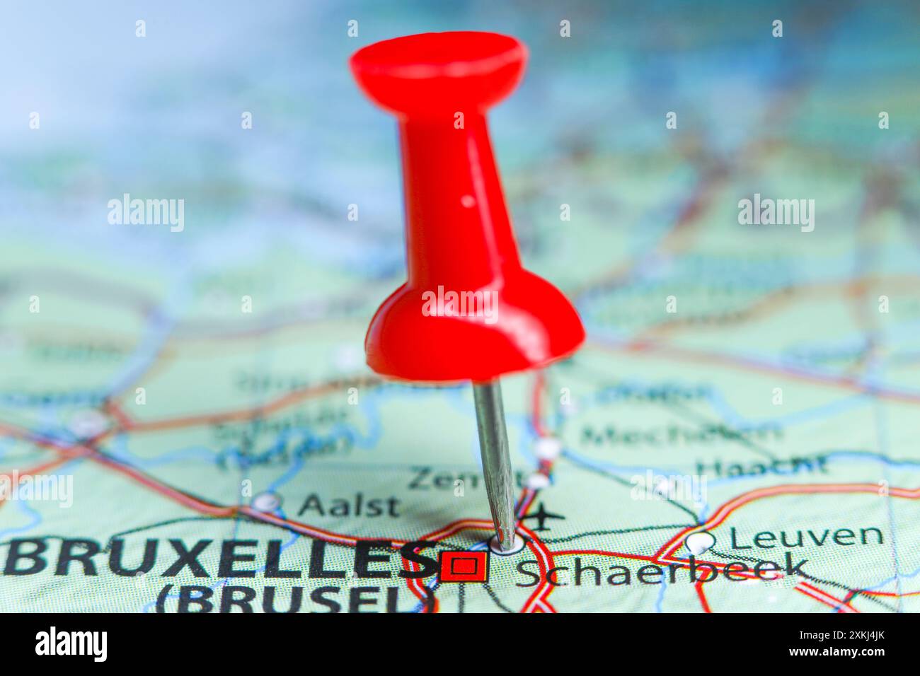 Schaerbeek, Belgium pin on map Stock Photo - Alamy