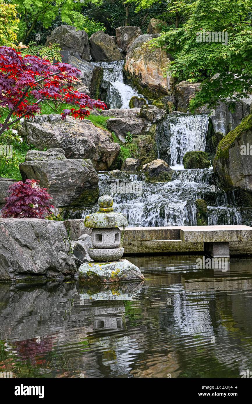 Waterfall, Kyoto Garden, Holland Park, Kensington, London, England, U.K ...