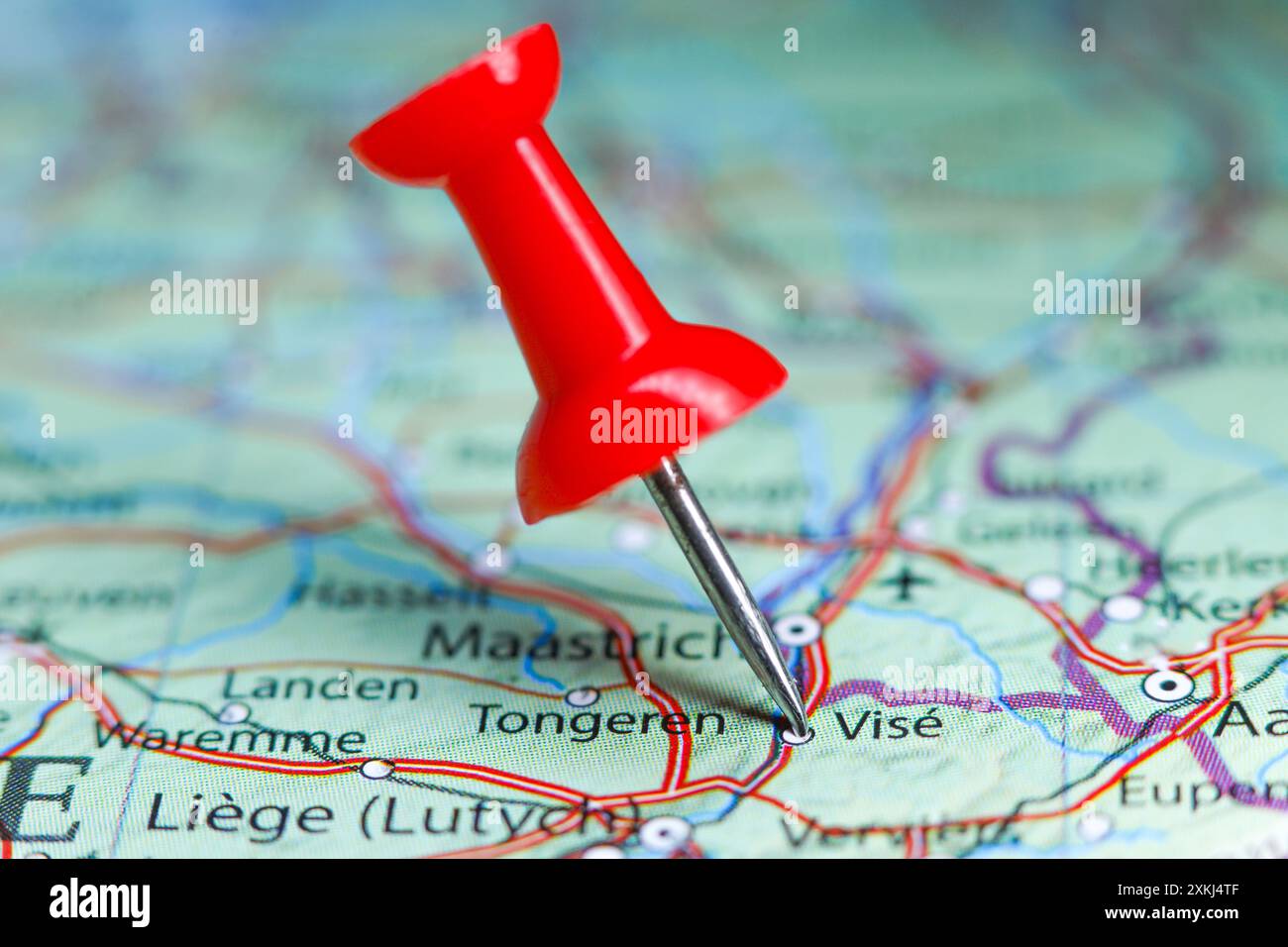 Vise, Belgium pin on map Stock Photo - Alamy