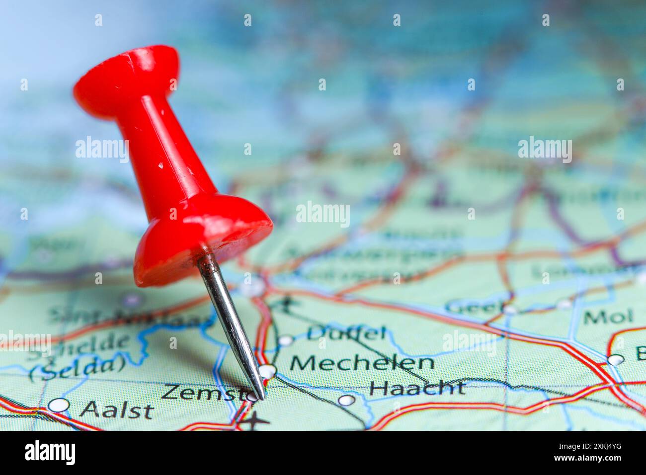 Zemst, Belgium pin on map Stock Photo - Alamy