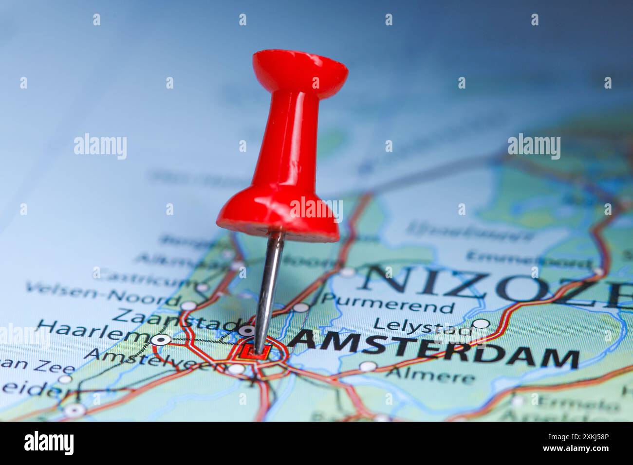 Amsterdam, Netherlands pin on map Stock Photo - Alamy