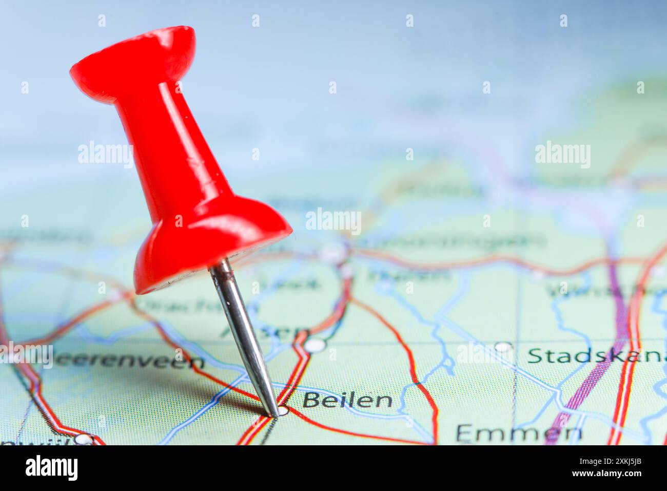 Beilen, Netherlands pin on map Stock Photo - Alamy