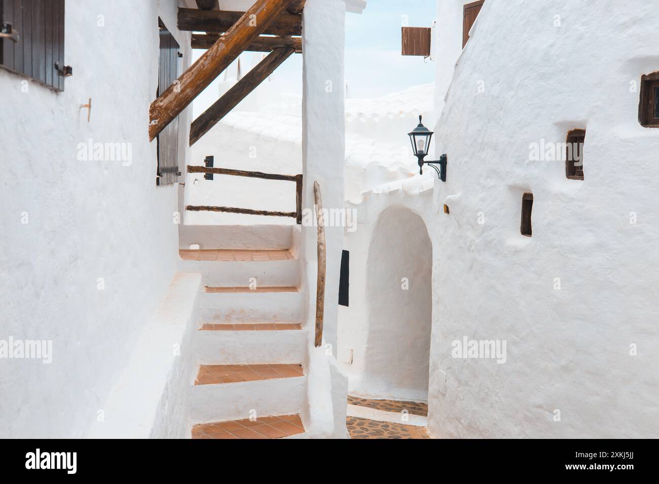 Whitewashed houses of the village of Binibeca. Menorca Island in the ...