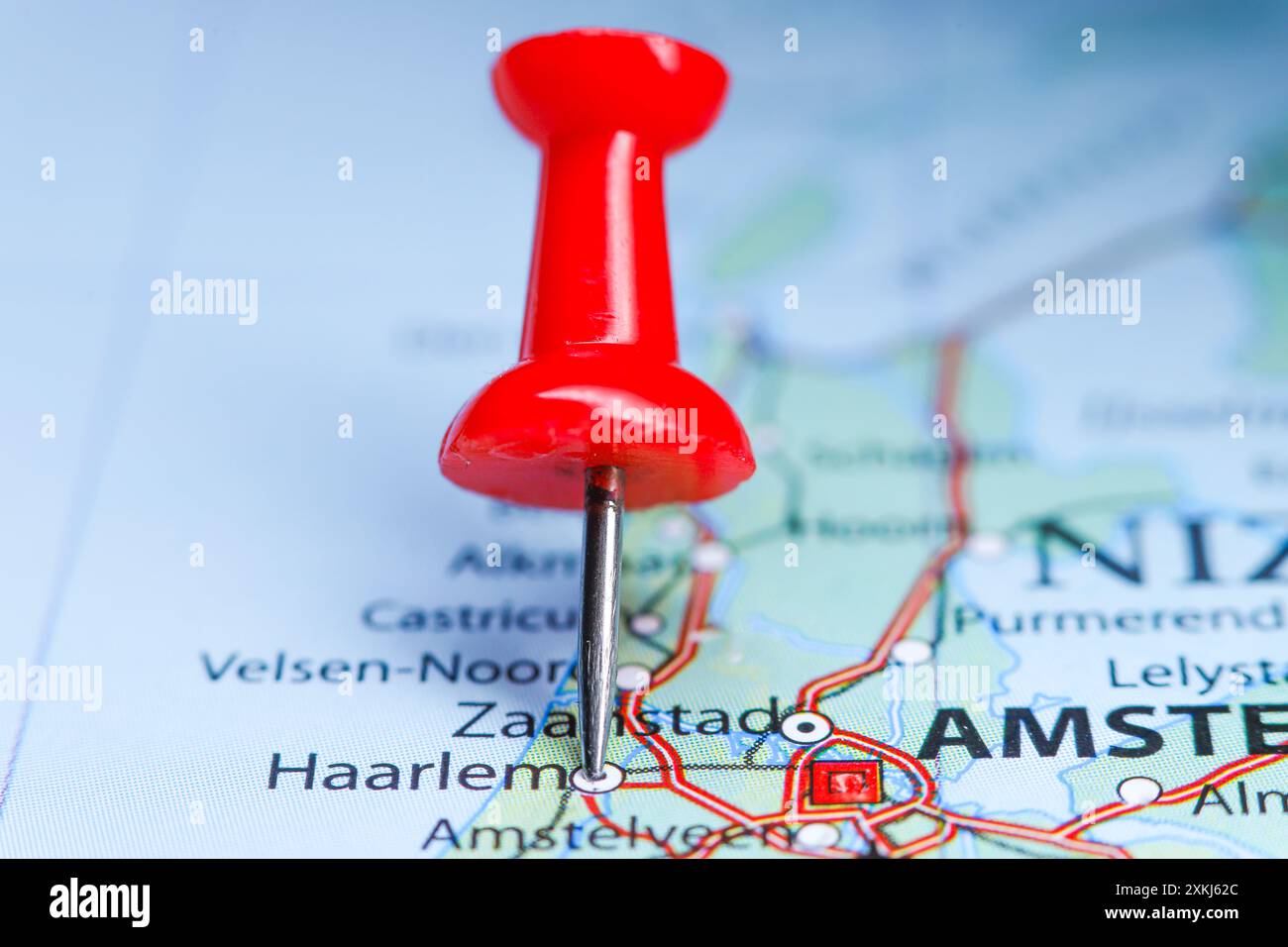 Haarlem, Netherlands pin on map Stock Photo - Alamy