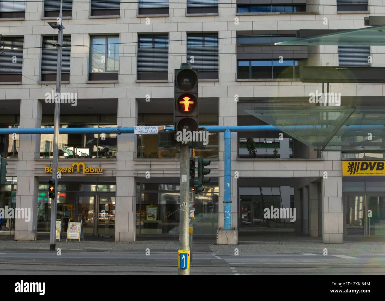 An iconic East German pedestrian crossing light in Dresden, Saxony ...