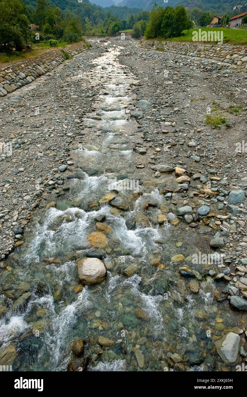 Italy Piedmont Val Pellice Bobbio Pellice Pellice stream Stock Photo ...