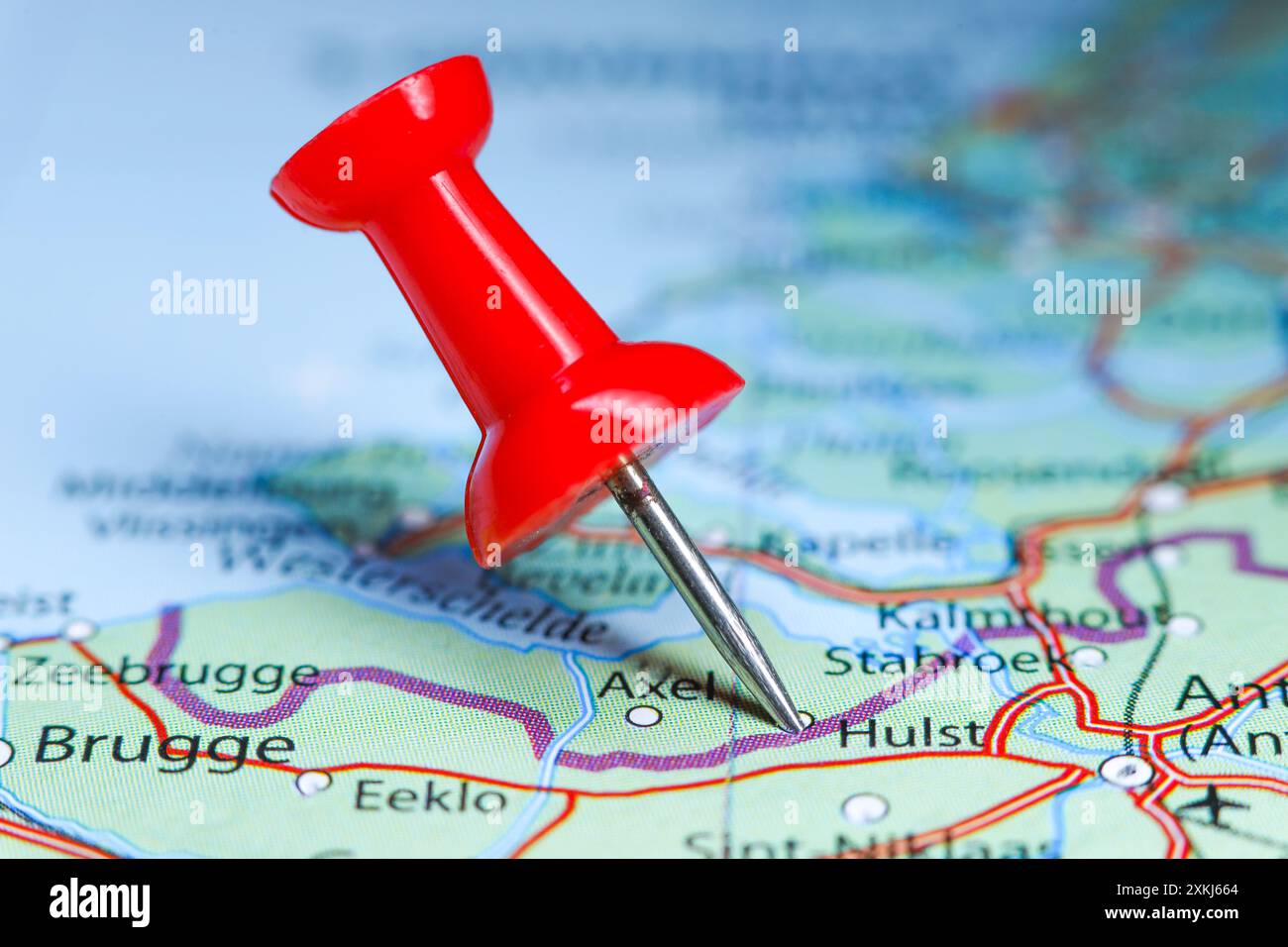 Hulst, Netherlands pin on map Stock Photo - Alamy