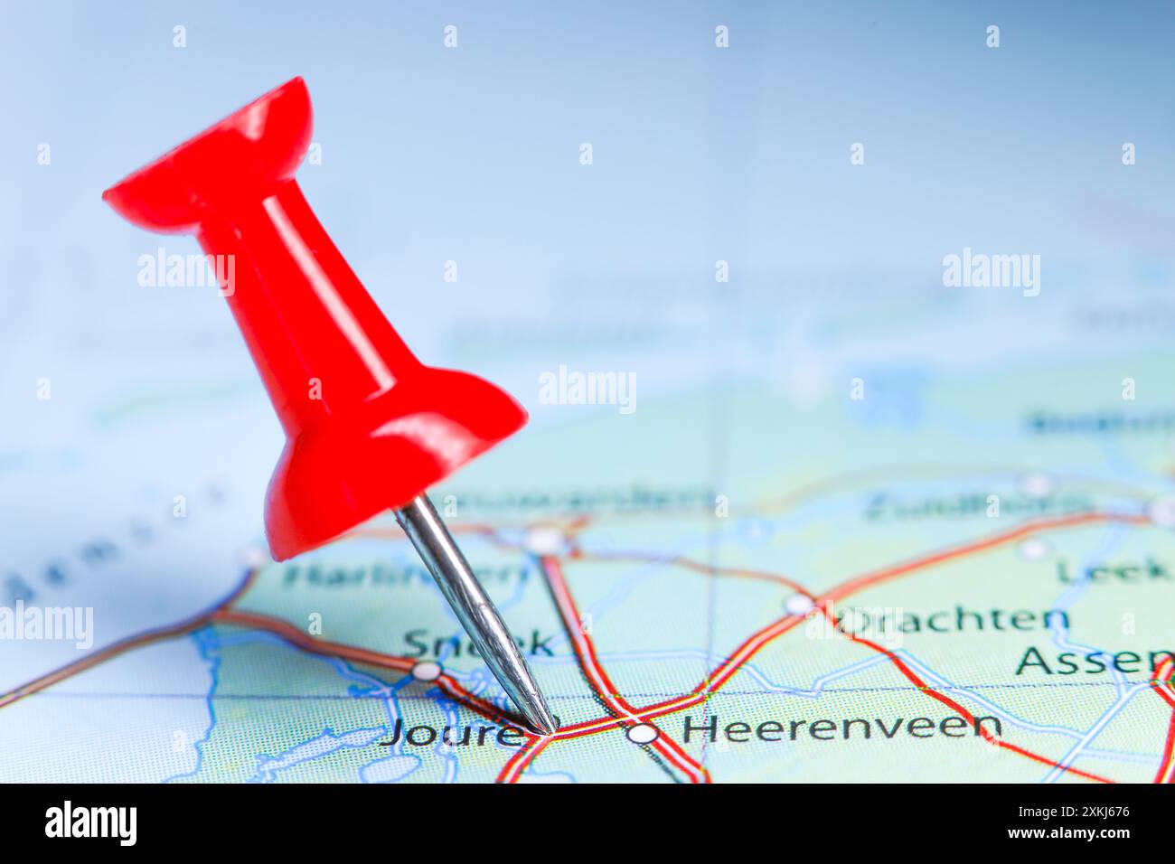 Joure, Netherlands pin on map Stock Photo - Alamy