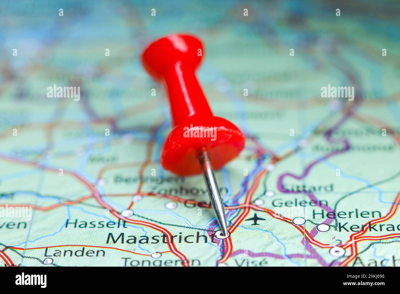 Maastricht, Netherlands pin on map Stock Photo - Alamy