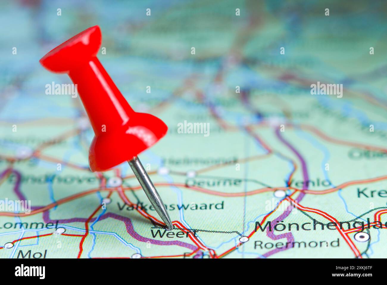 Weert, Netherlands pin on map Stock Photo - Alamy