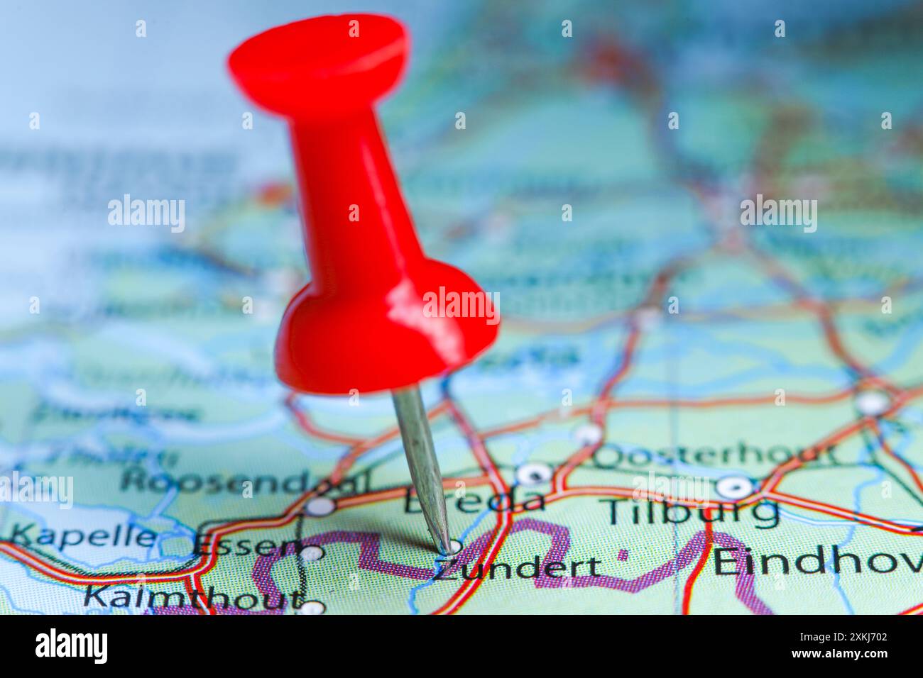 Zundert, Netherlands pin on map Stock Photo - Alamy