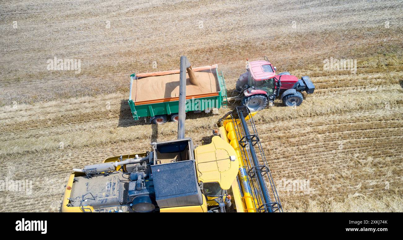 Aerial shot modern combine harvester hi-res stock photography and ...