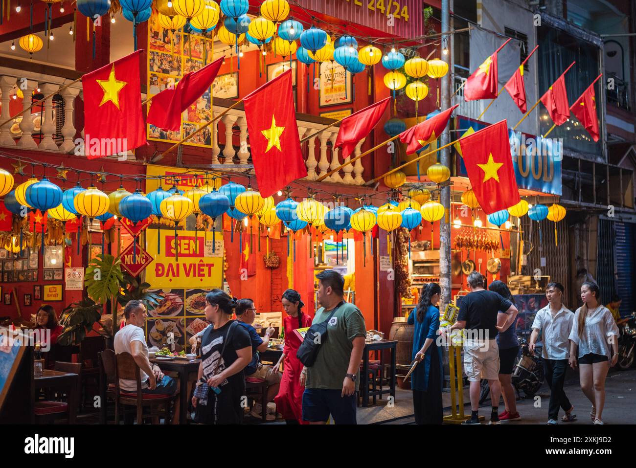 Ho Chi Minh City, Vietnam - May 19, 2024: paper lanterns and Vietnamese ...