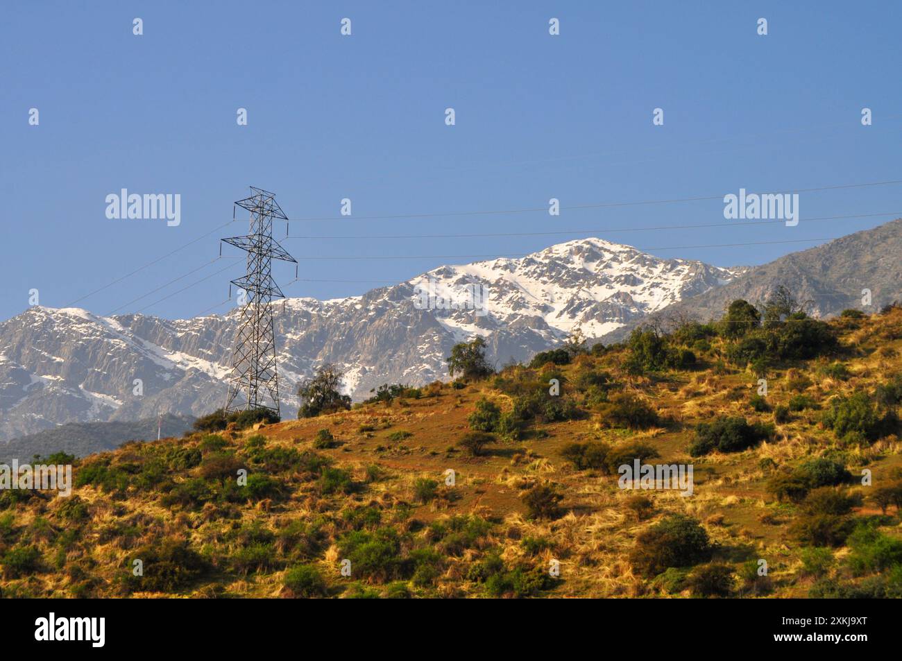 Electric Tower installed in the Andes Mountains Stock Photo - Alamy