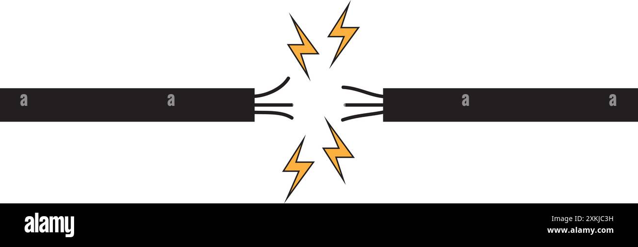 Short circuit with sparks vector icon isolated on white background ...