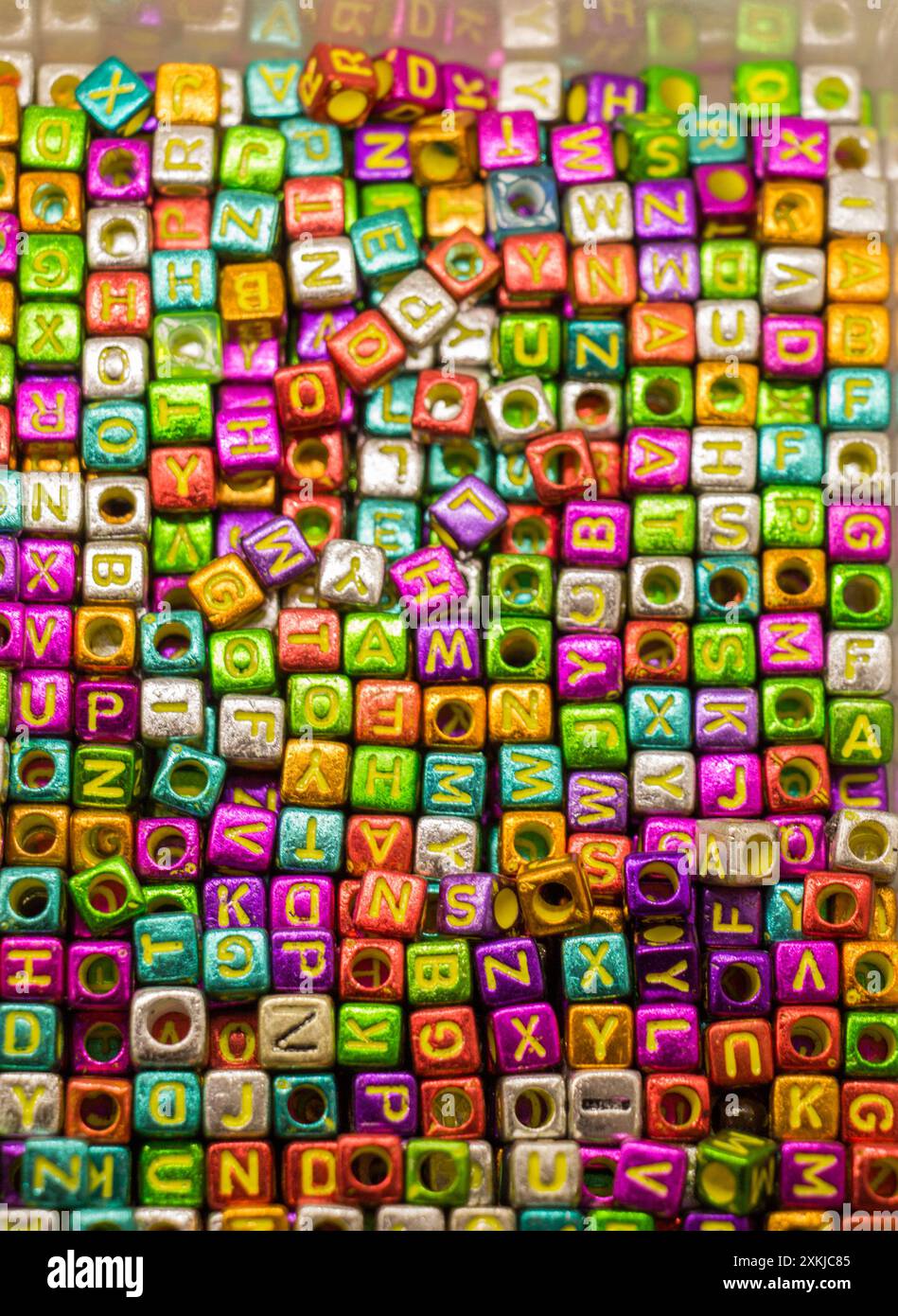 Colorful alphabet letter cubes in view Stock Photo - Alamy