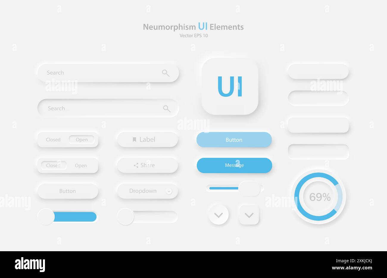 A set of user interface elements for a mobile application in white and blue Stock Vector Image ...