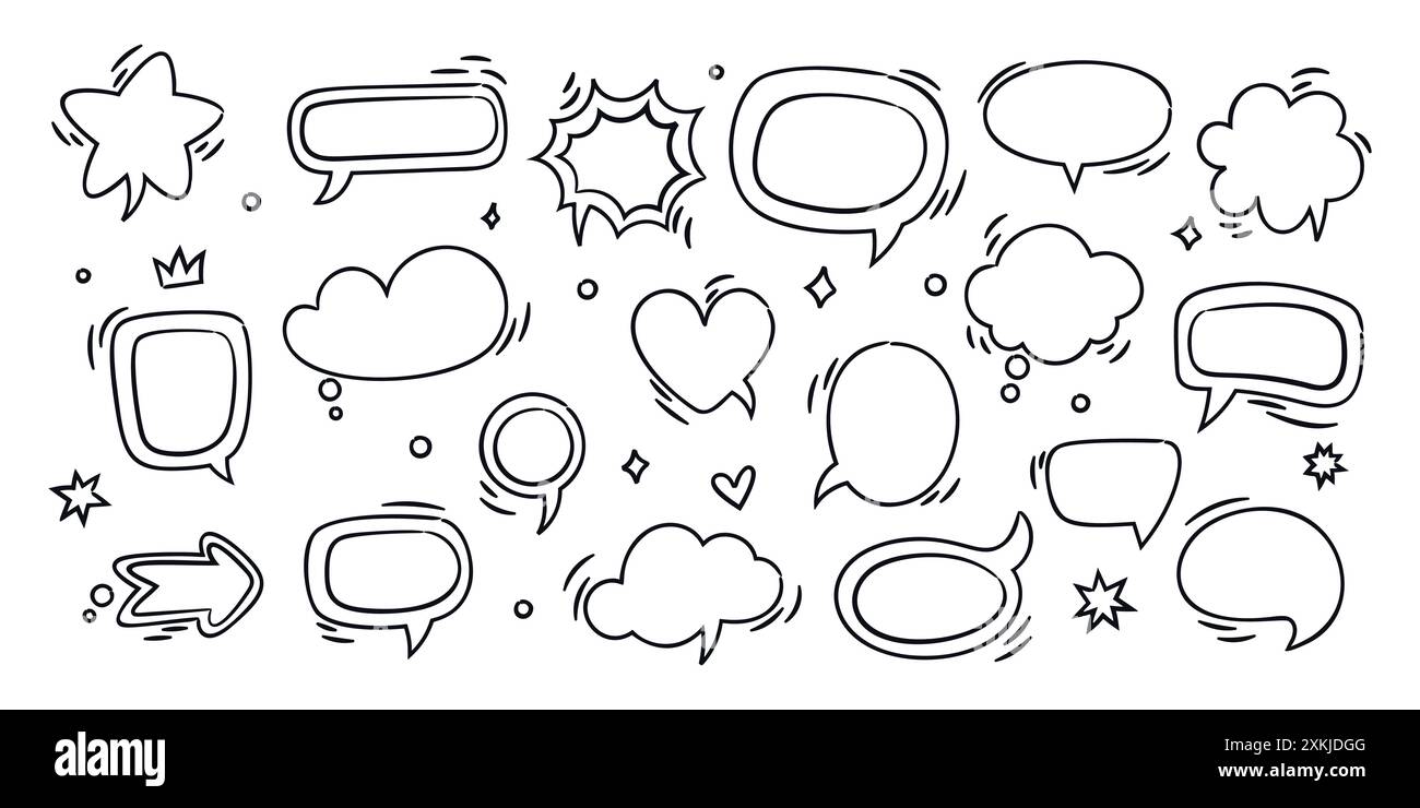 Speech bubbles. Empty comic dialog boxes. Hand drawn text places. Funny ...