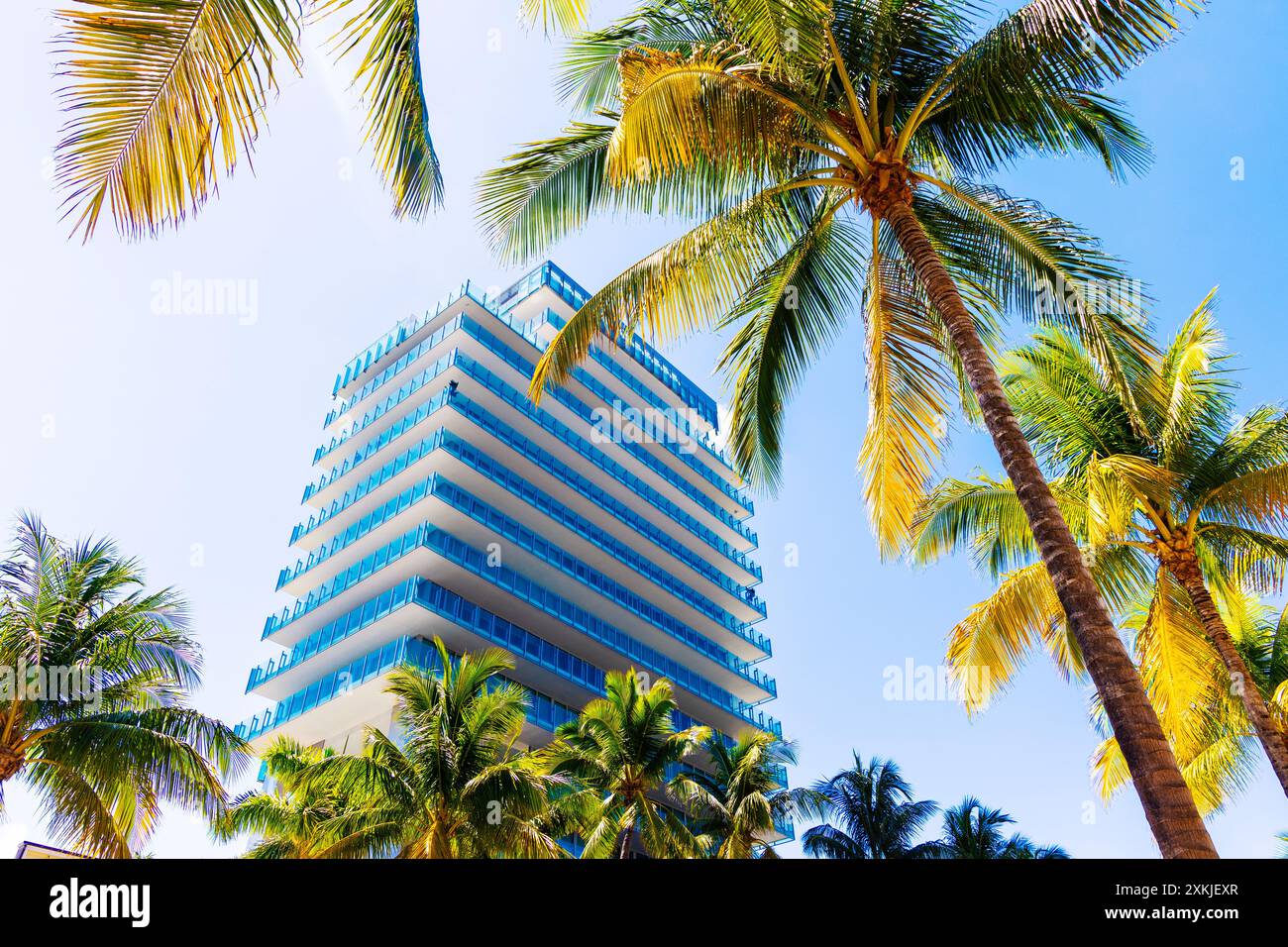 Exterior of Glass Miami Beach condo building along Ocean Drive, Miami ...