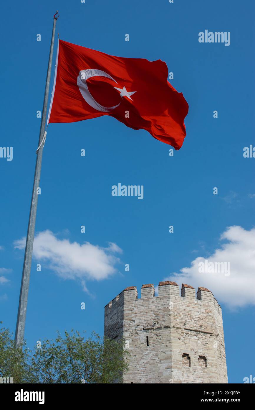 The ancient city walls of Constantinople in Istanbul, Turkey Stock ...