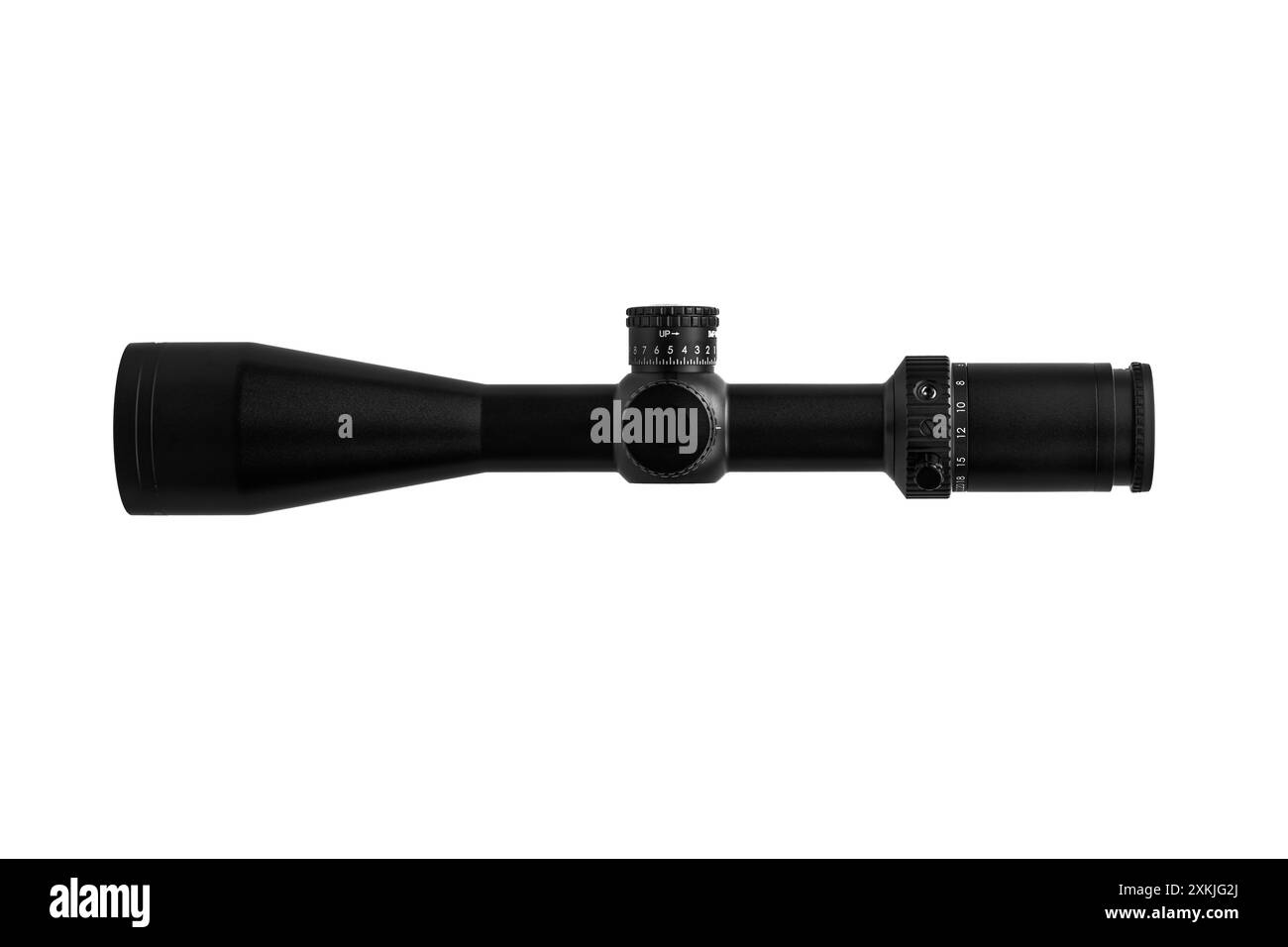 Modern sniper scope on a white background. Optical device for aiming ...