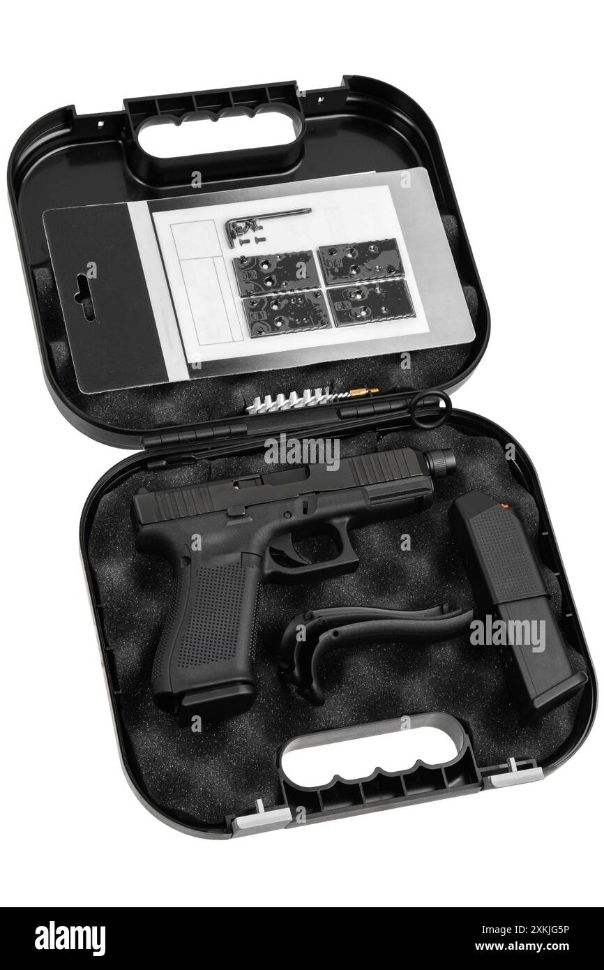 Modern semi-automatic pistol. A short-barreled weapon for self-defense ...