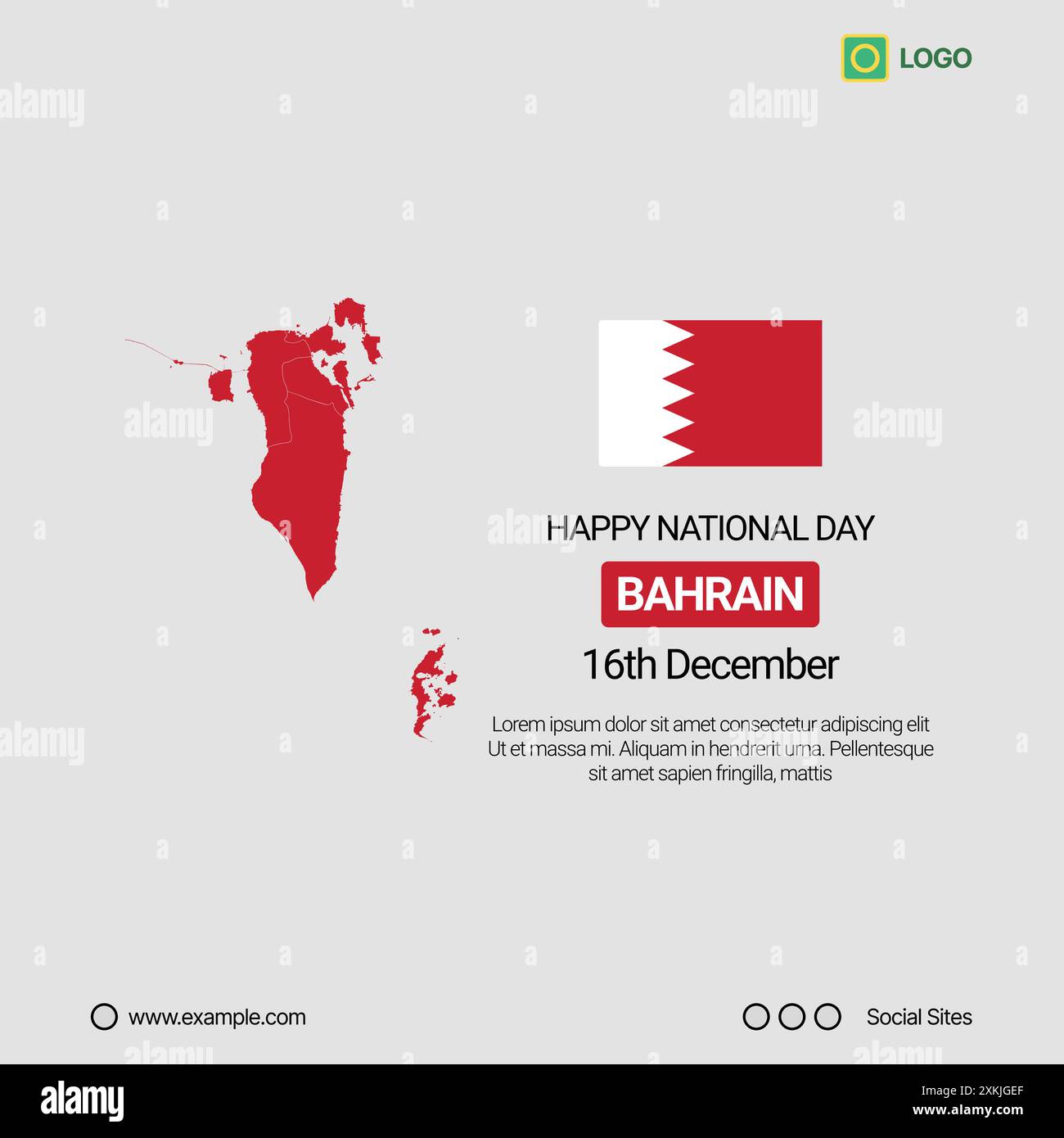 Bahrain National Day Social Media Banner, Editable Vector Design with ...