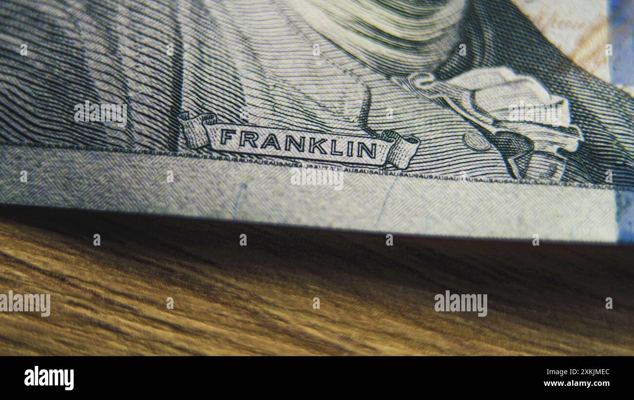 Process of examining authenticity of hundred dollar bill for currency ...