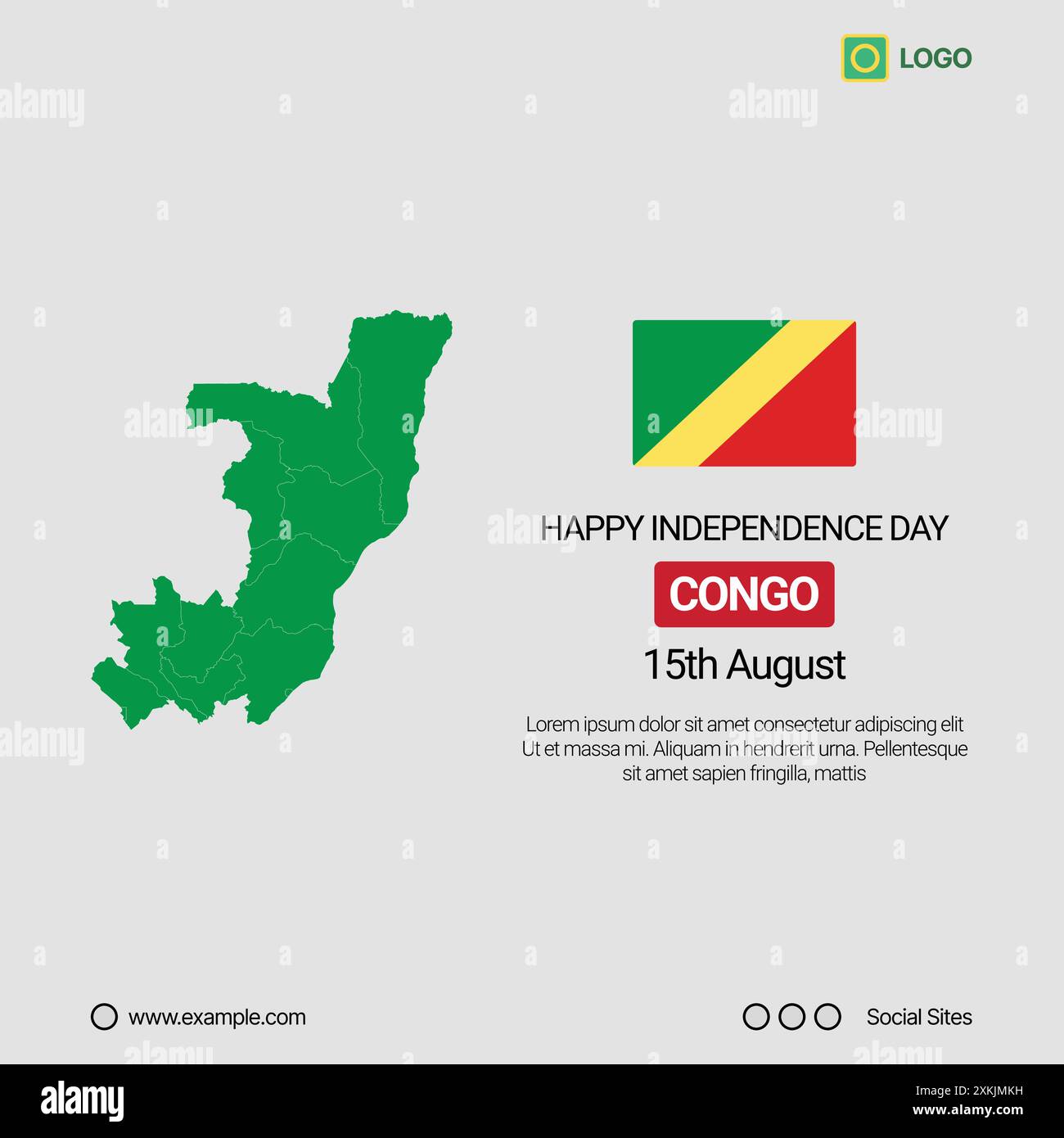 Congo Independence Day Social Media Banner, Editable Vector Design with ...