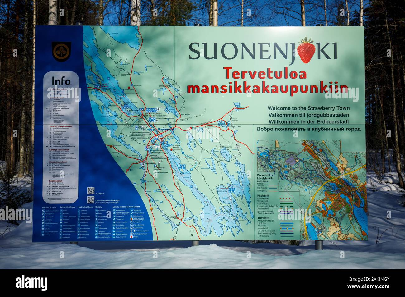 Large metallic multilingual outdoor town map about the city of ...