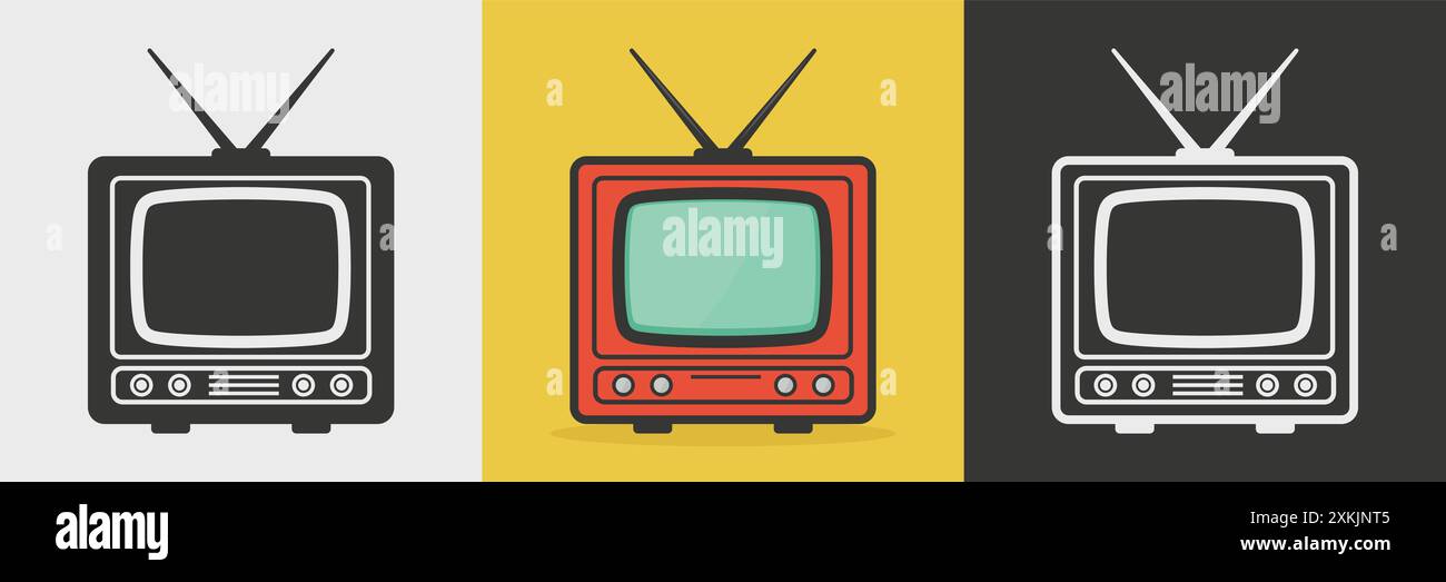 Vector Vintage TV Icon Set. Vintage TV Design Template. Retro TV Symbol ...