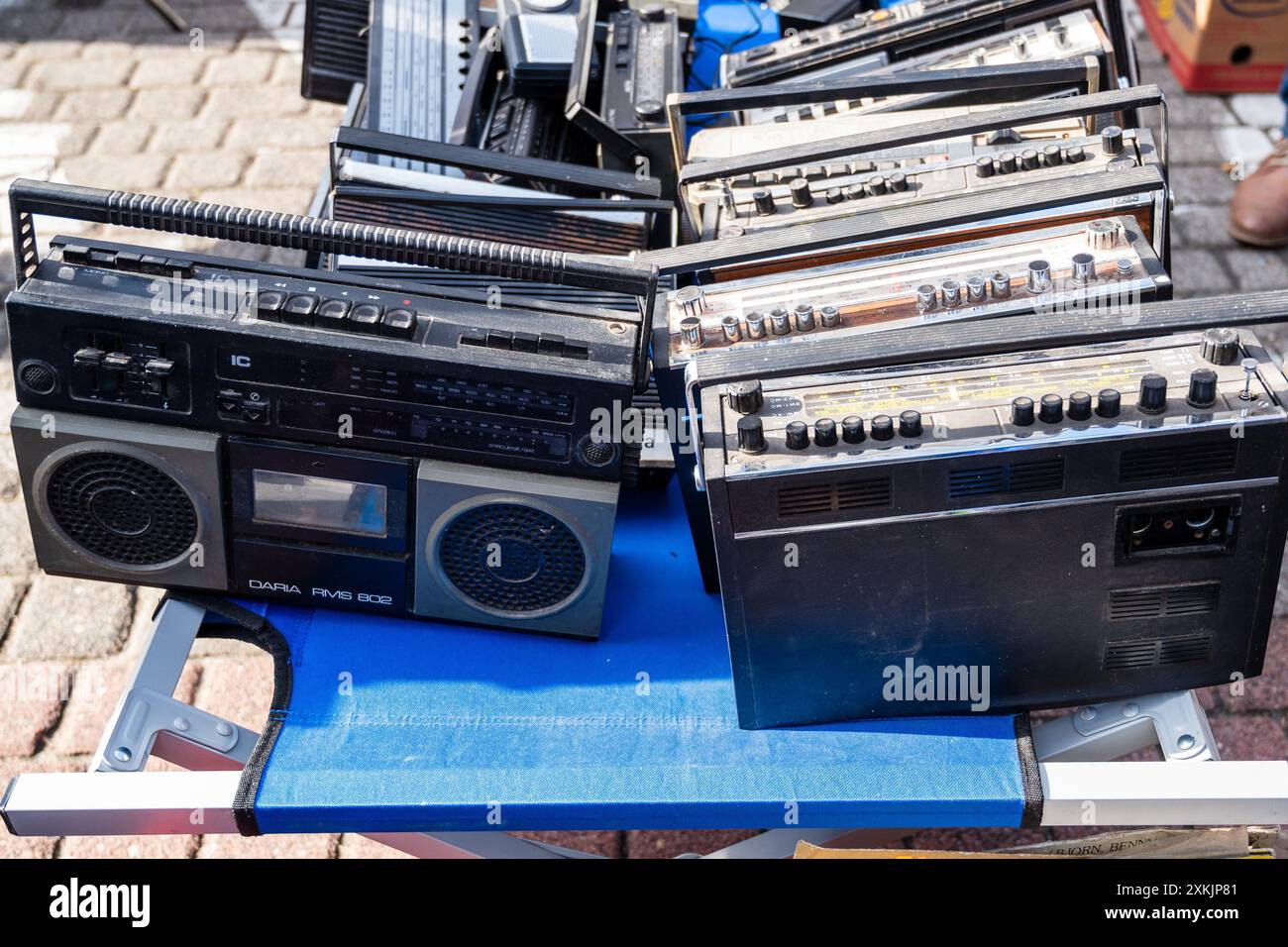 Lublin, Poland, 25 February 2024. Old radios and cassette players for ...