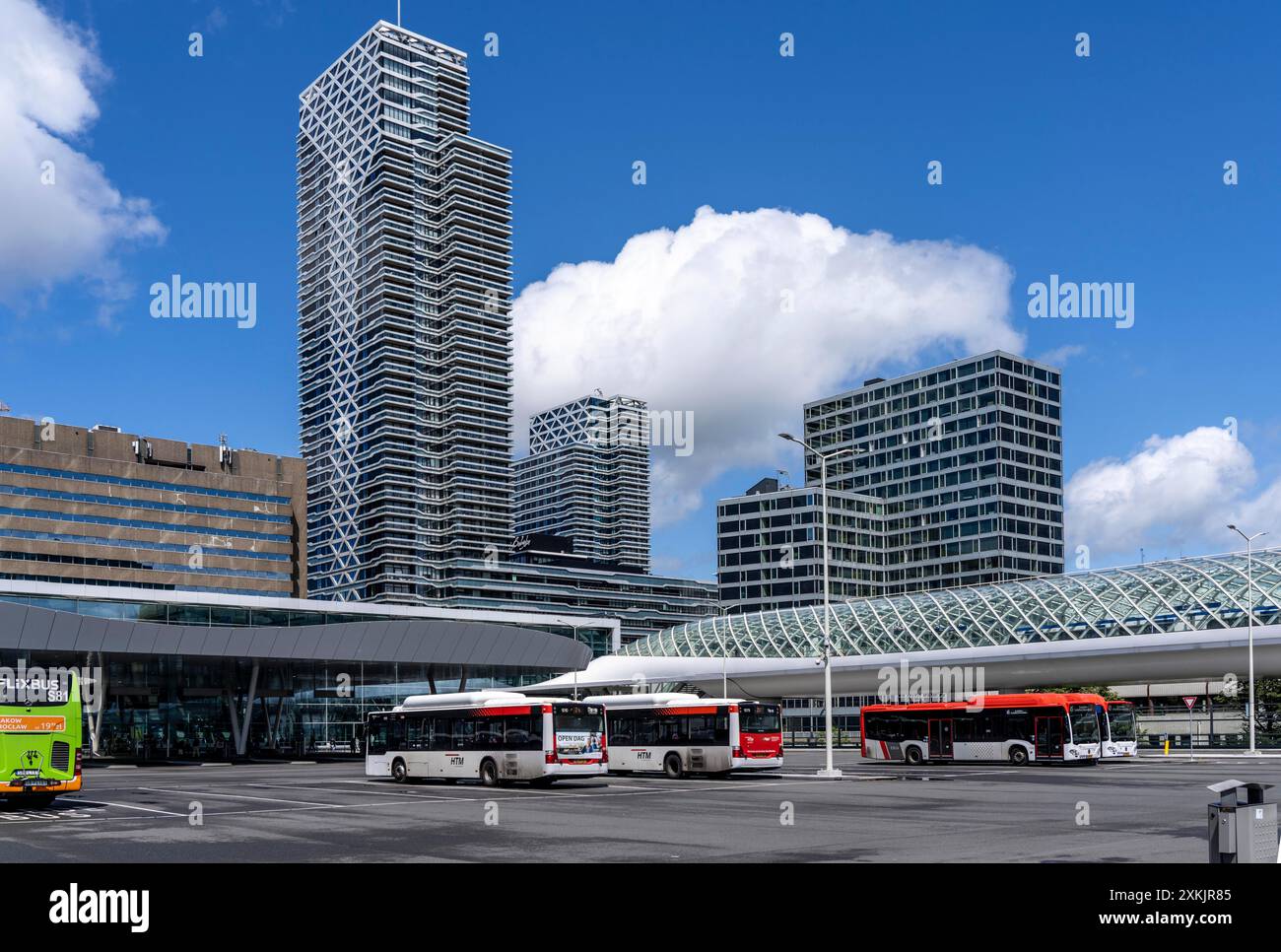 Bus station, public transport connection at The Hague Central Station ...