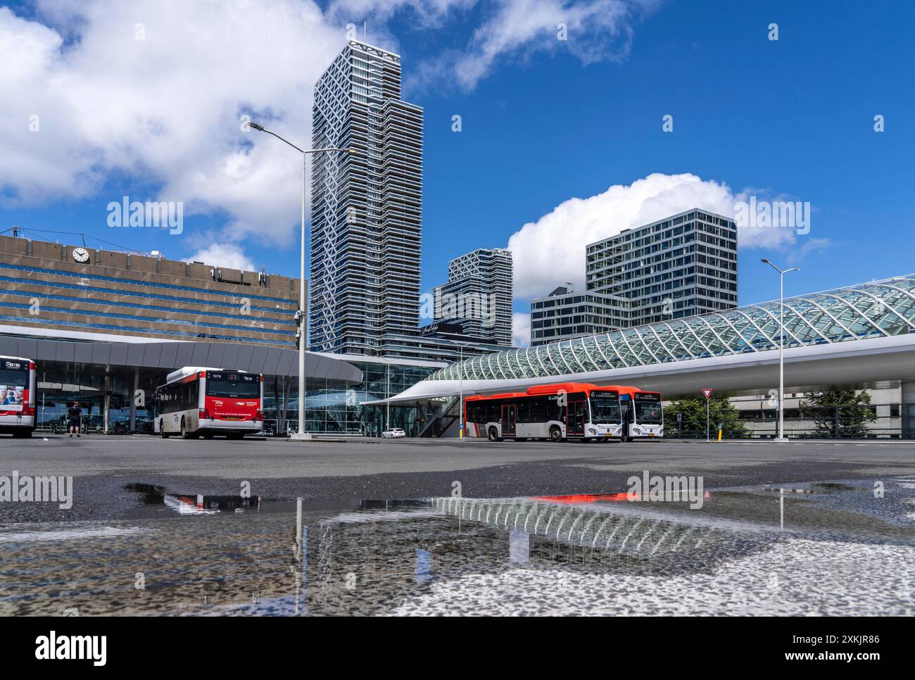 Bus station, public transport connection at The Hague Central Station, Centraal Station, subway ...