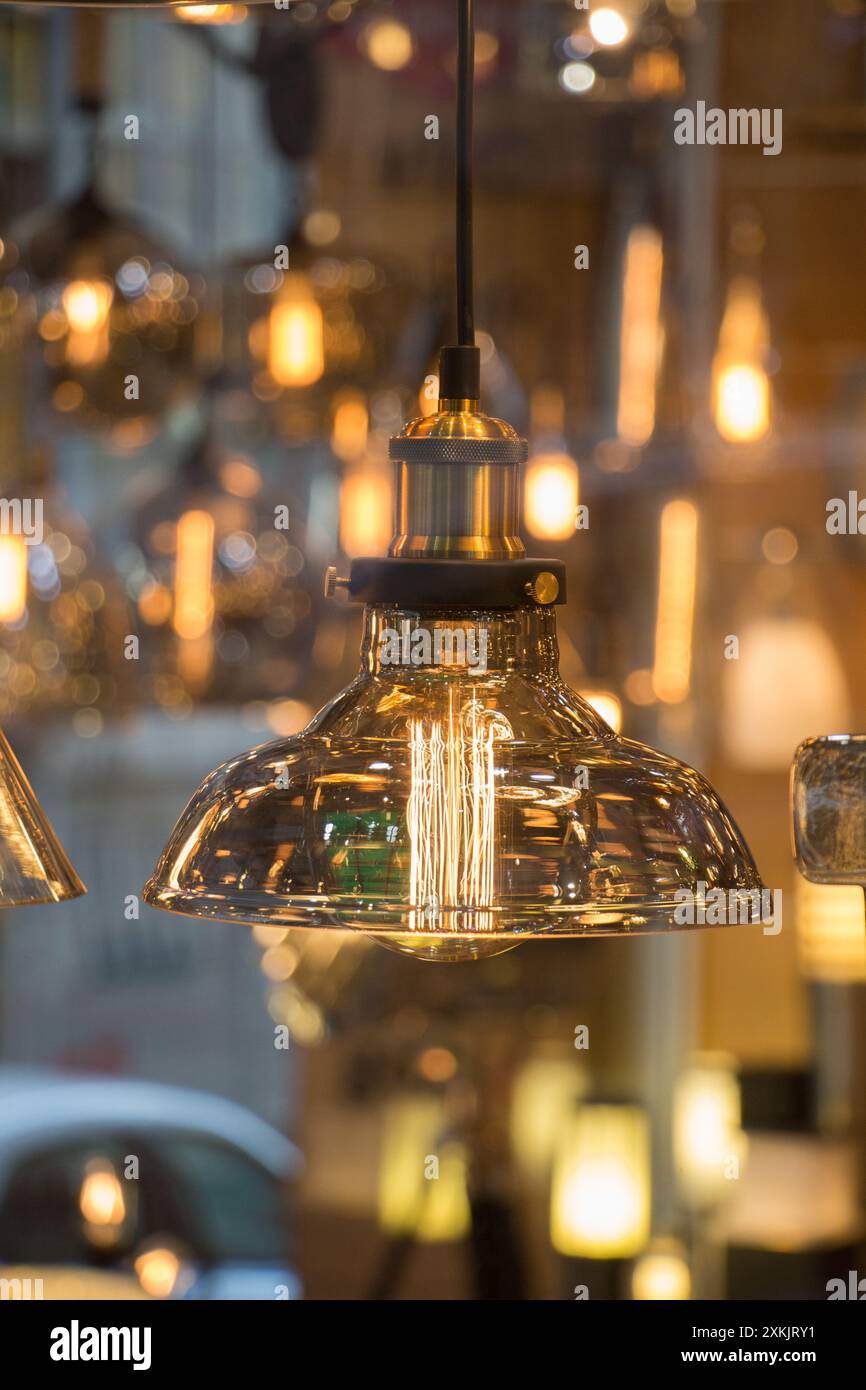 Decorative style filament light bulbs in view Stock Photo - Alamy