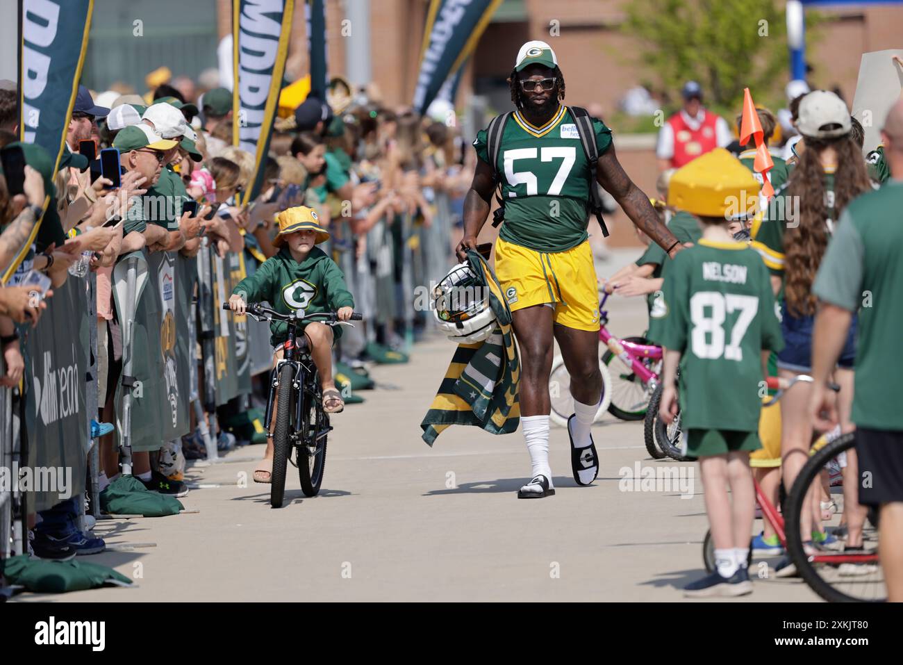 Green Bay Packers' Brenton Cox Jr. before an NFL football training camp ...